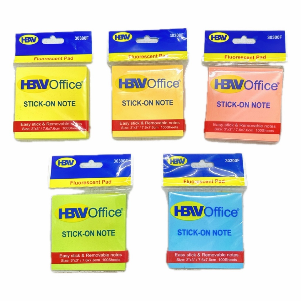 100 SHEETS HBW STICK-ON NOTE 3"X3" Fluorescent Pad 30300F | Shopee ...