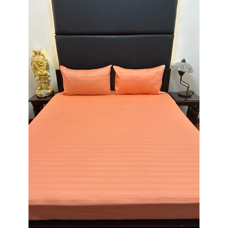 Fully Garterized Plain Canadian Cotton Bedsheet with 2 pillowcase ...