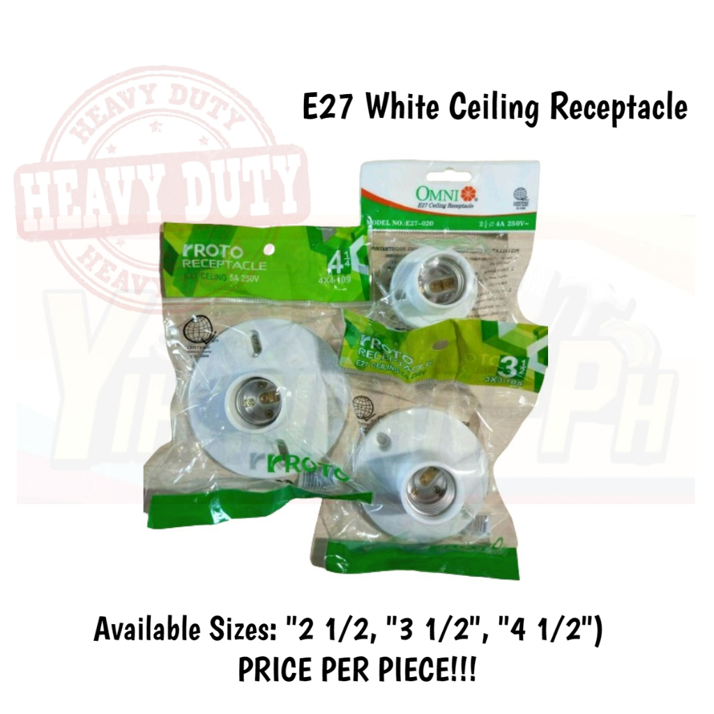 ROTO E27 White Ceiling Receptacle ("2 1/2, "3 1/2", "4 1/2") | Shopee ...