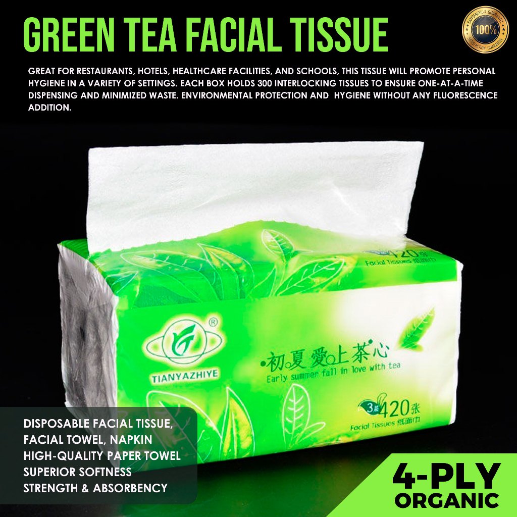 1Pack Organic green tea Facial Tissue Paper towel 3 ply Facial Tissue ...