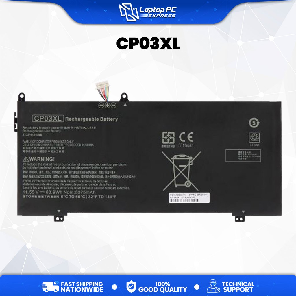 LPCE Laptop Battery CP03XL Compatible With HP Spectre X360 13 Series ...