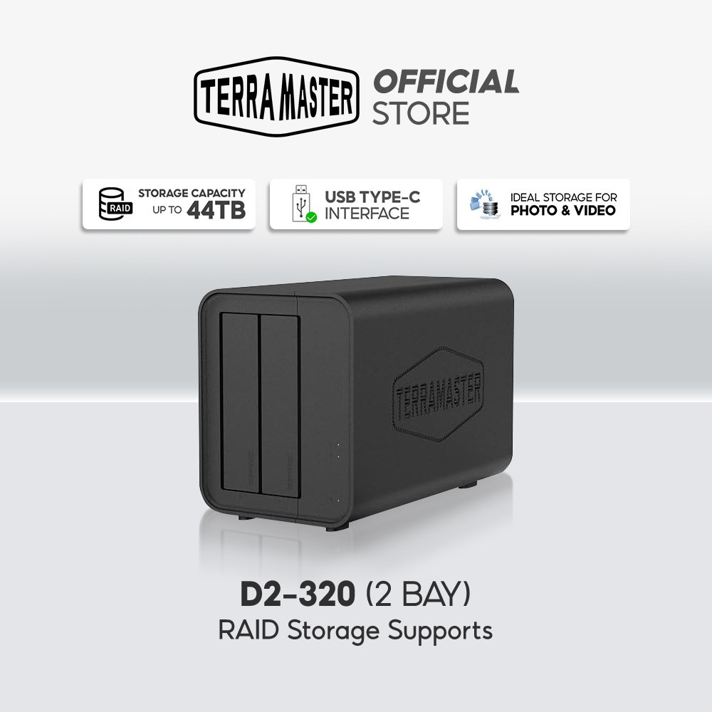 TerraMaster D2-320 RAID Enclosure 10Gbps Type C 2Bay RAID Storage DAS ...