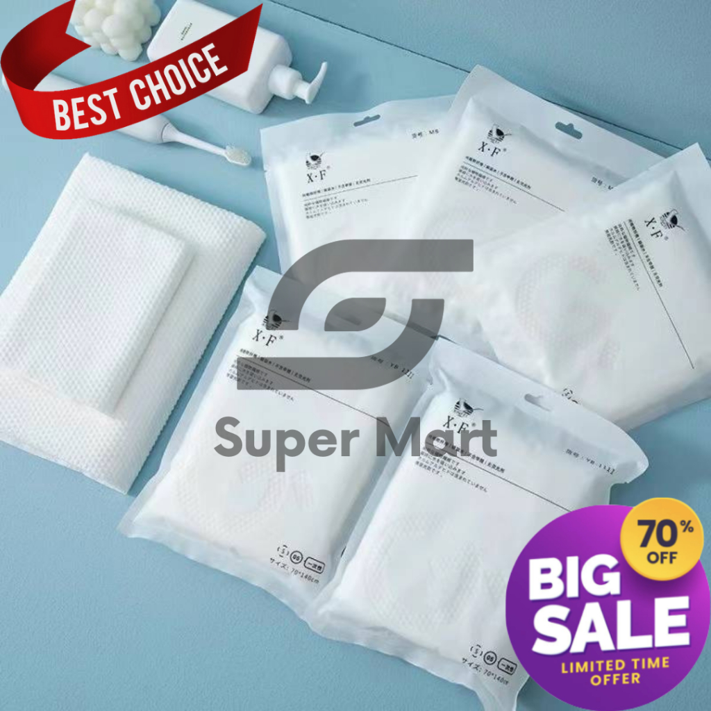 SM Travel Bath Towel Individual packed White Cotton Super Absorbent and ...