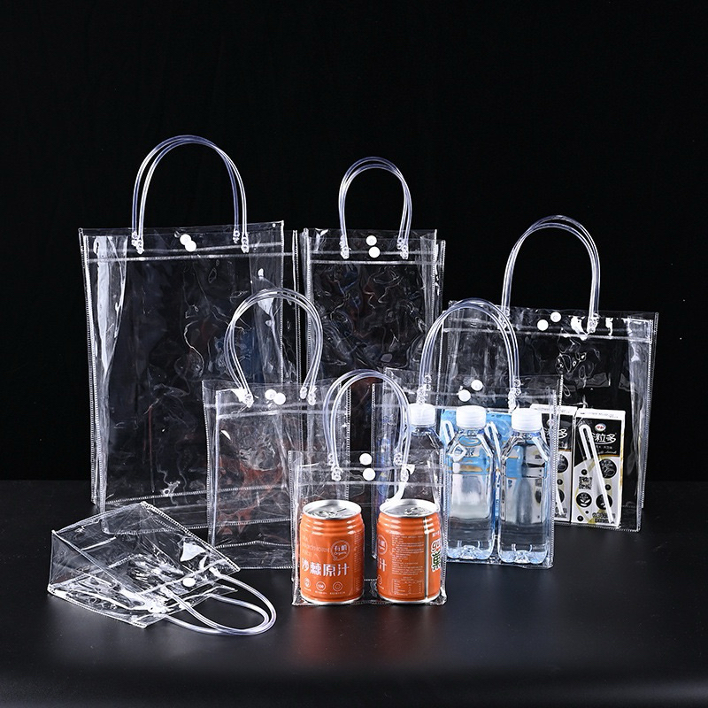 10pc PVC Clear Bag/ Tote bags/ Transparent PVC bag with handle/ gift ...