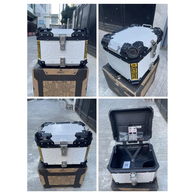 SEC 45L White Alloy Top Box with Backrest and Baseplate (Universal Top ...