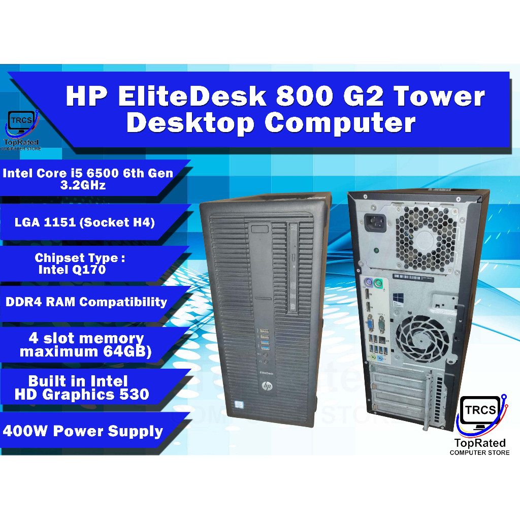 Desktop Computer Core i5 6500 6th Gen 3.2GHz HP EliteDesk 800 G2 Tower ...