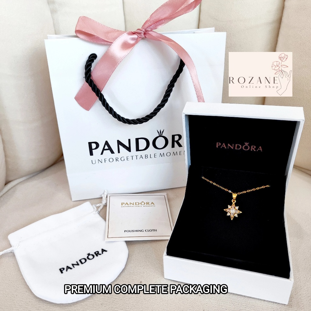Pandora Morning Star Gold Necklace With Premium Pandora Packaging ...