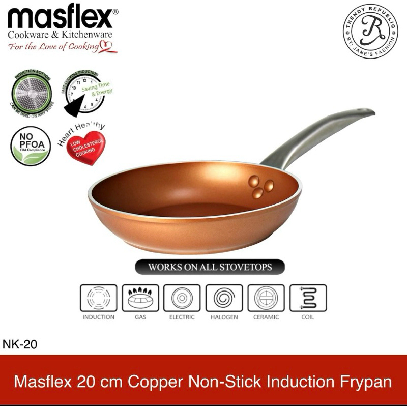 MASFLEX Aluminum 20 cm Copper Non-Stick Induction Frypan Suitable in ...