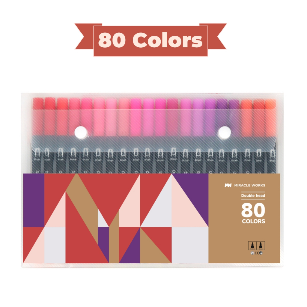 MW 24/36/48/60/80/100/120 Colors Watercolor Brush Pen Dual Tip Marker ...