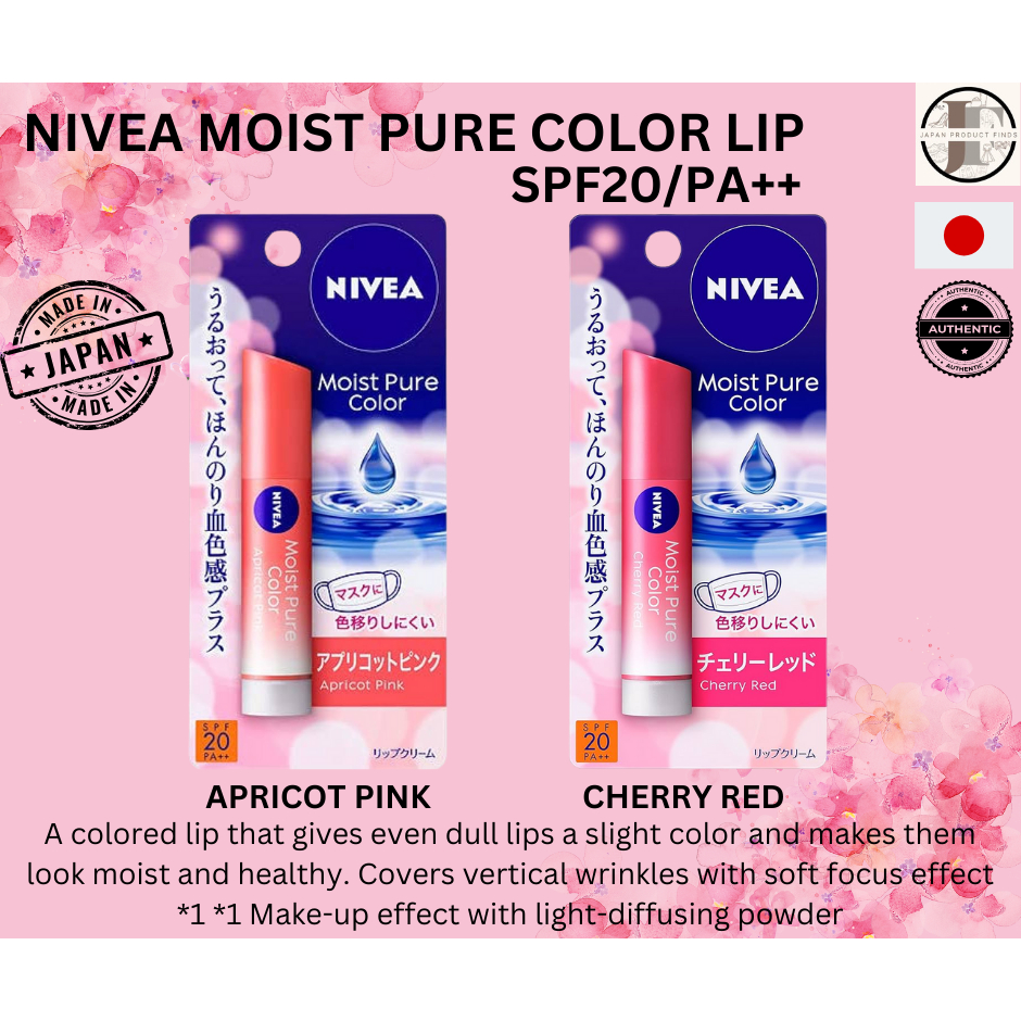 NIVEA MOIST PURE COLOR LIP BALM JAPAN | Shopee Philippines