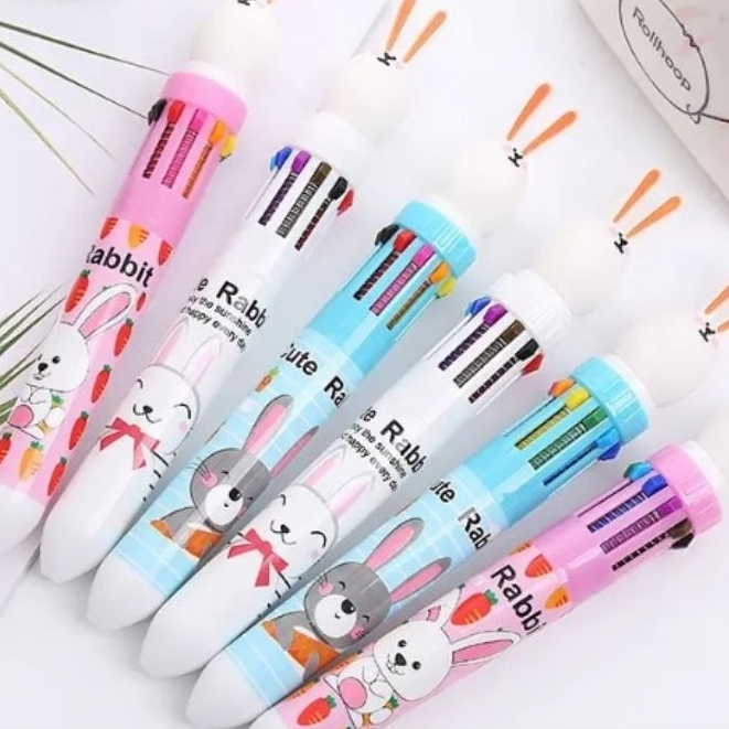 10 Color Pen With Cute Soft Animal Design on Top | 10 in 1 Pen with 10 ...