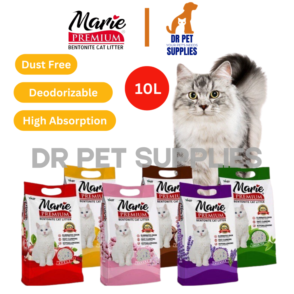 10L Pet Marie Premium Bentonite Cat Litter Sand Ultra Clumping Low Dust ...