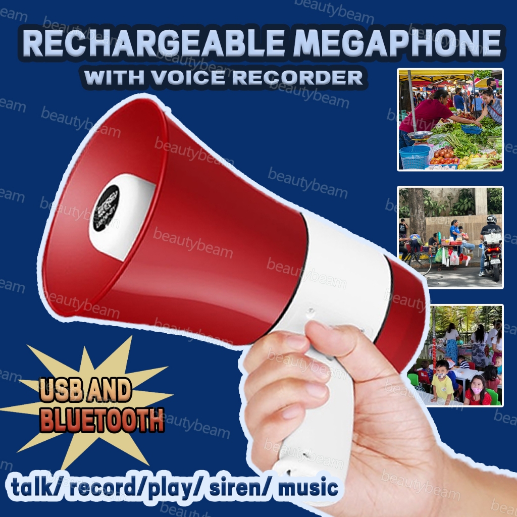 Portable Megaphone Rechargeable with Voice Recorder USB Support ...