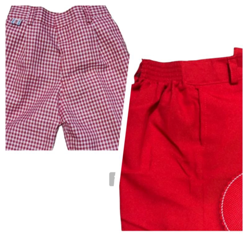 school uniform shorts checkered red and white/plain red for prep ...