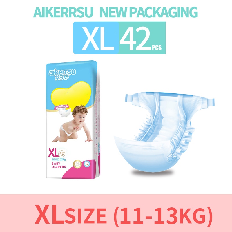 AIKERRSU Breathable Baby Disposable Diapers Magic Tape and Pullups/Pants 42PCS S M L XL XXL XXXL ...