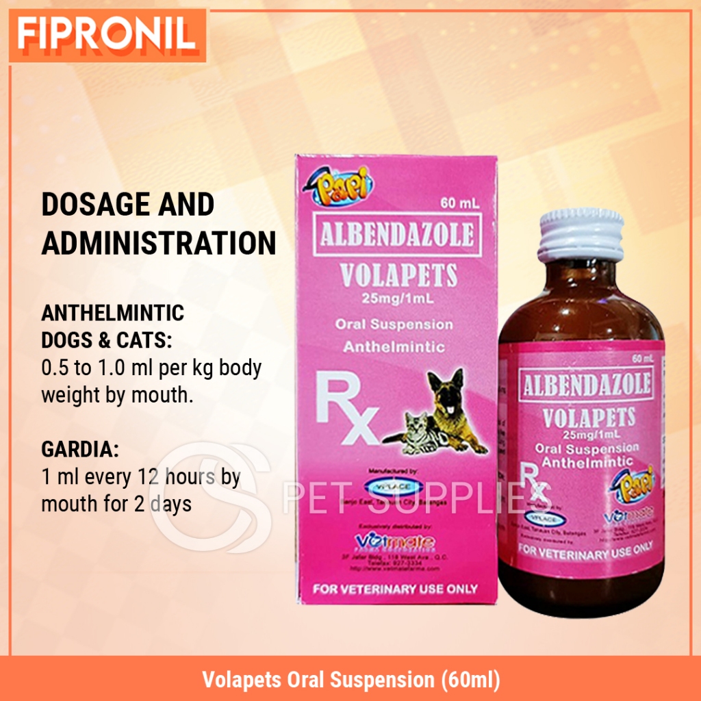 FIPRO-Papi Volapets Oral Suspension Anthelmintic Albendazole Dewormer ...