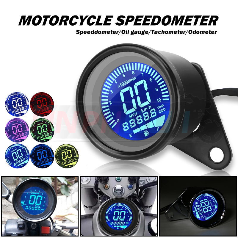 Motorcycle Speedometer Multi-function LCD Digital Odometer Tachometer ...