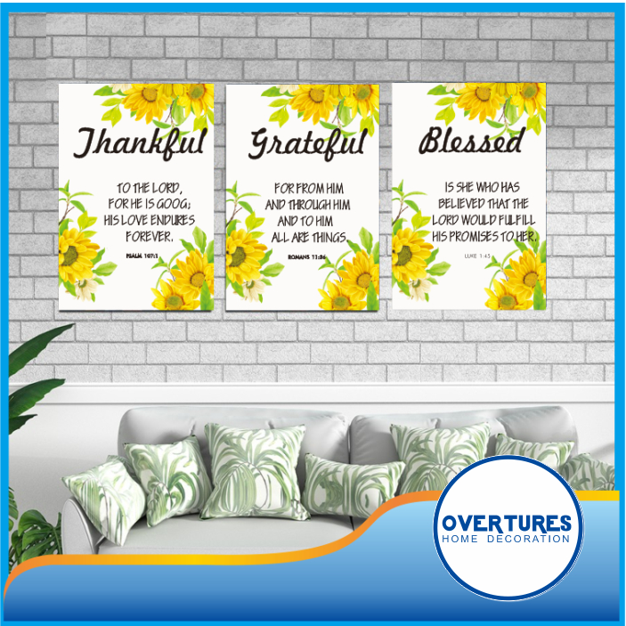 Sunflower Bible Verses Wall Hanging Decor | Thankful | Grateful ...