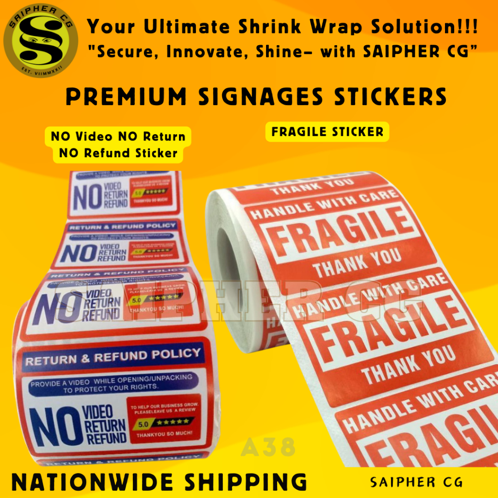 Colored Sticker for Packaging/ Fragile Handle Sticker / No Sticker No ...