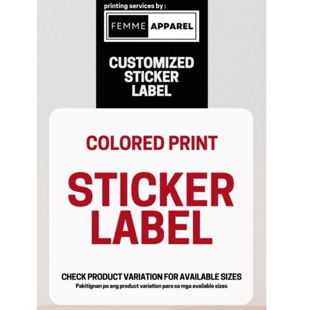 CUSTOMIZED COLORED STICKER LABEL | 20 PCS | 50 PCS | COLORED PRINT ...