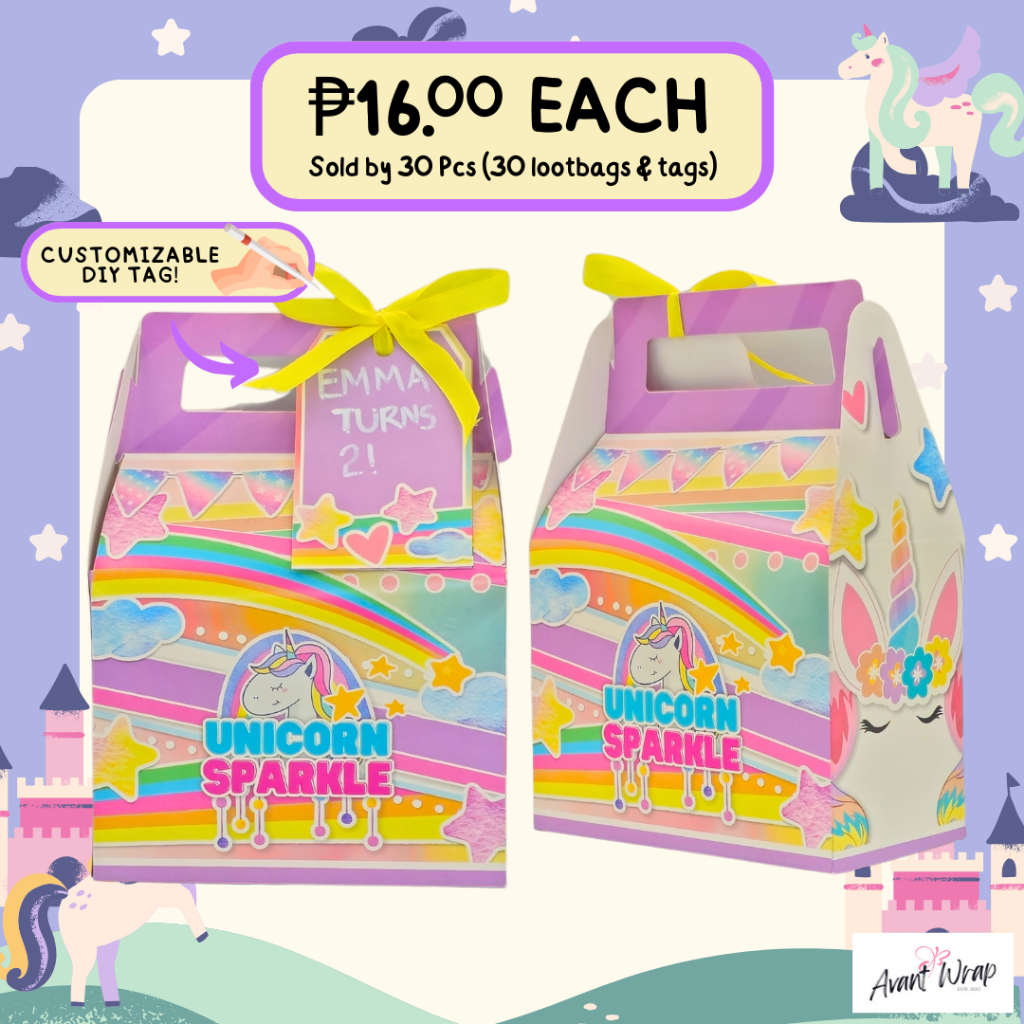 (30PCS) LL3011 Unicorn Rainbow Loot Box Bag With DIY Customizable Tag ...