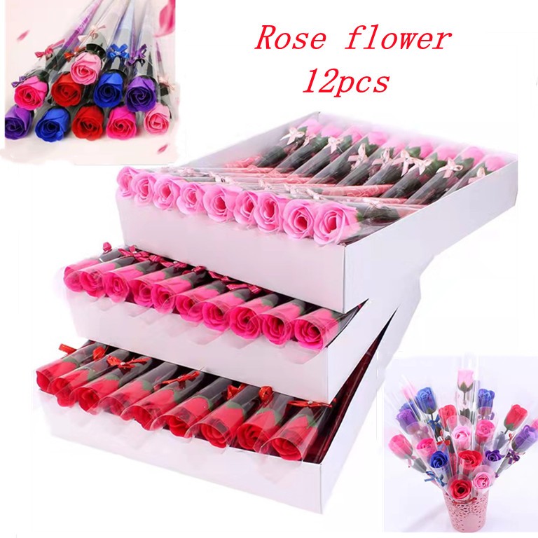 Sale 12pcs rose soap flowers 15inches/ Valentine's Day Rose flower ...