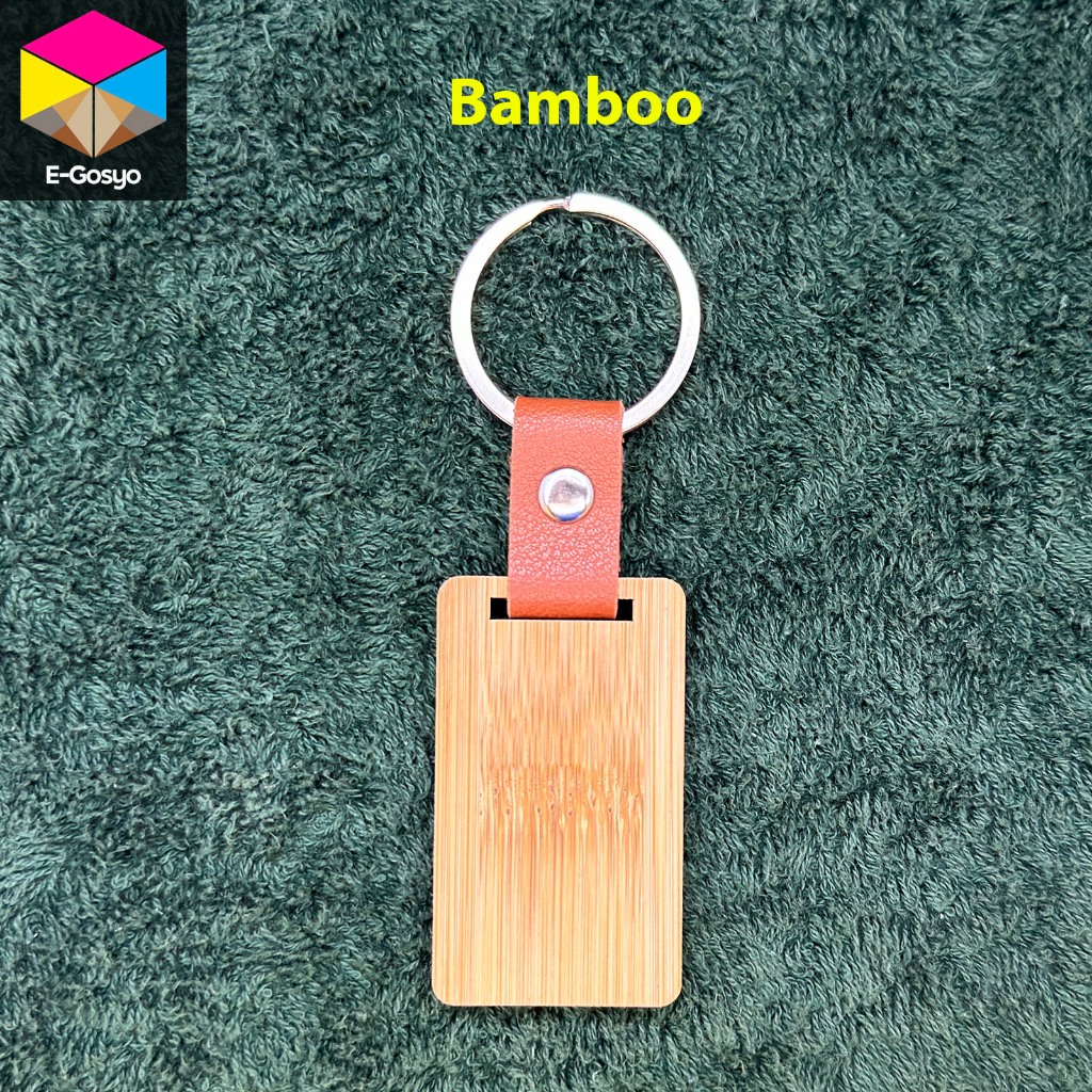 1 pc Wooden BAMBOO Leather Keychain - Pain no engrave | Shopee Philippines