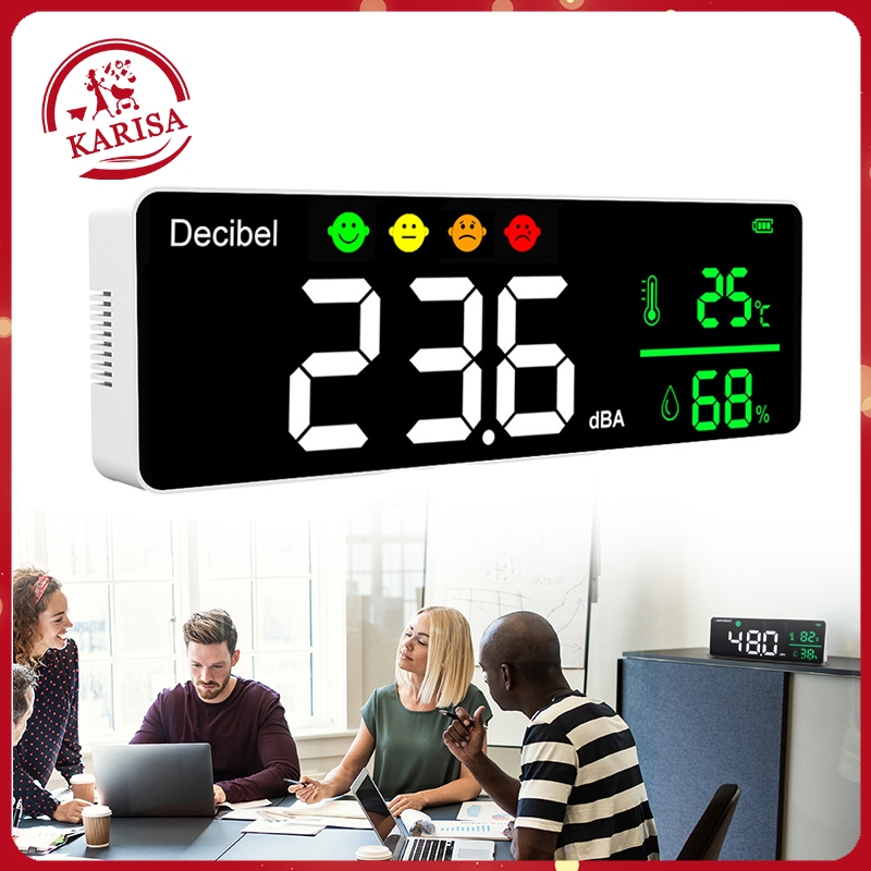 3-in-1 Decibel Meter Large LED Display Humidity and Temperature for ...
