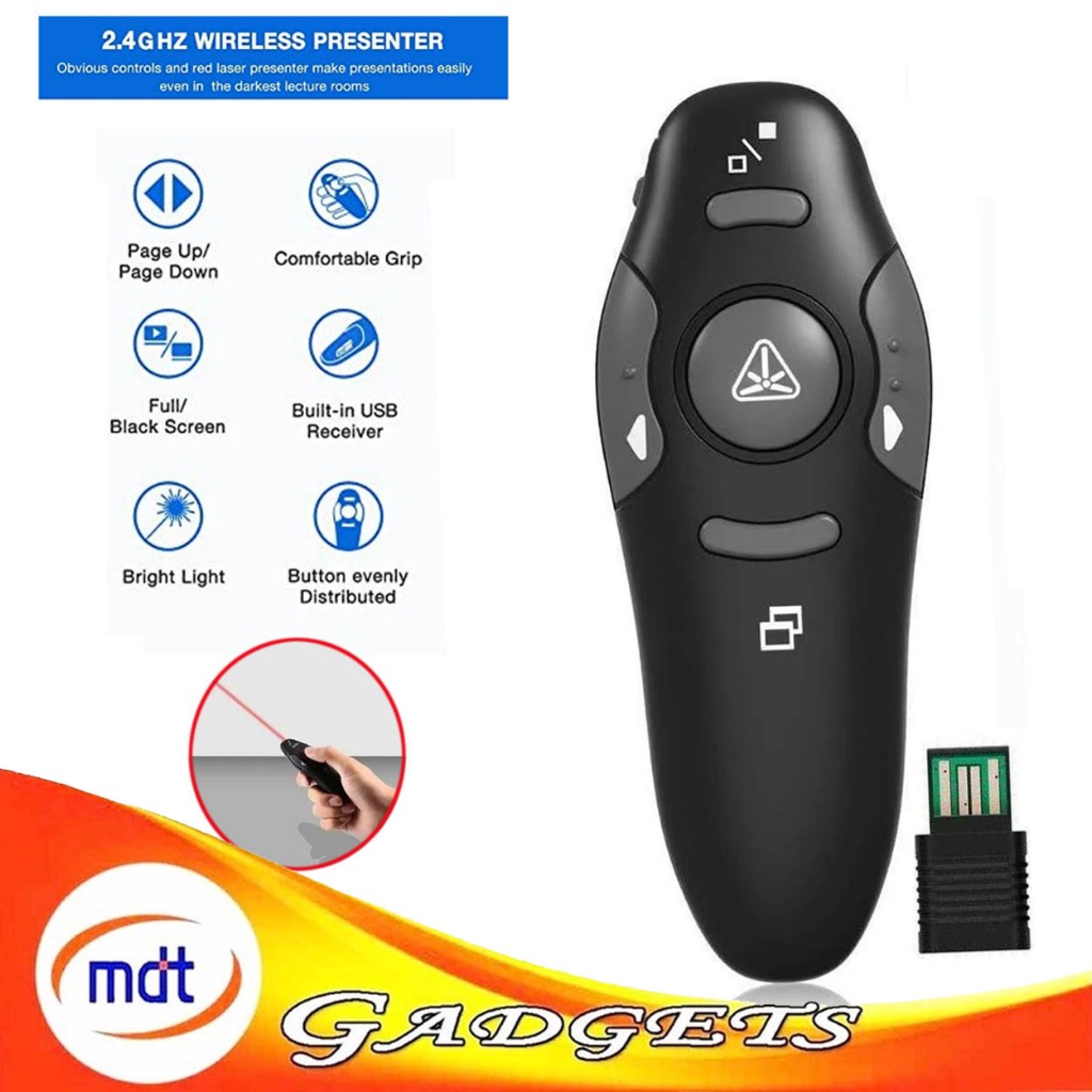 USB 2.4GHz Wireless PPT PowerPoint Presenter Pointer Clicker Laser ...