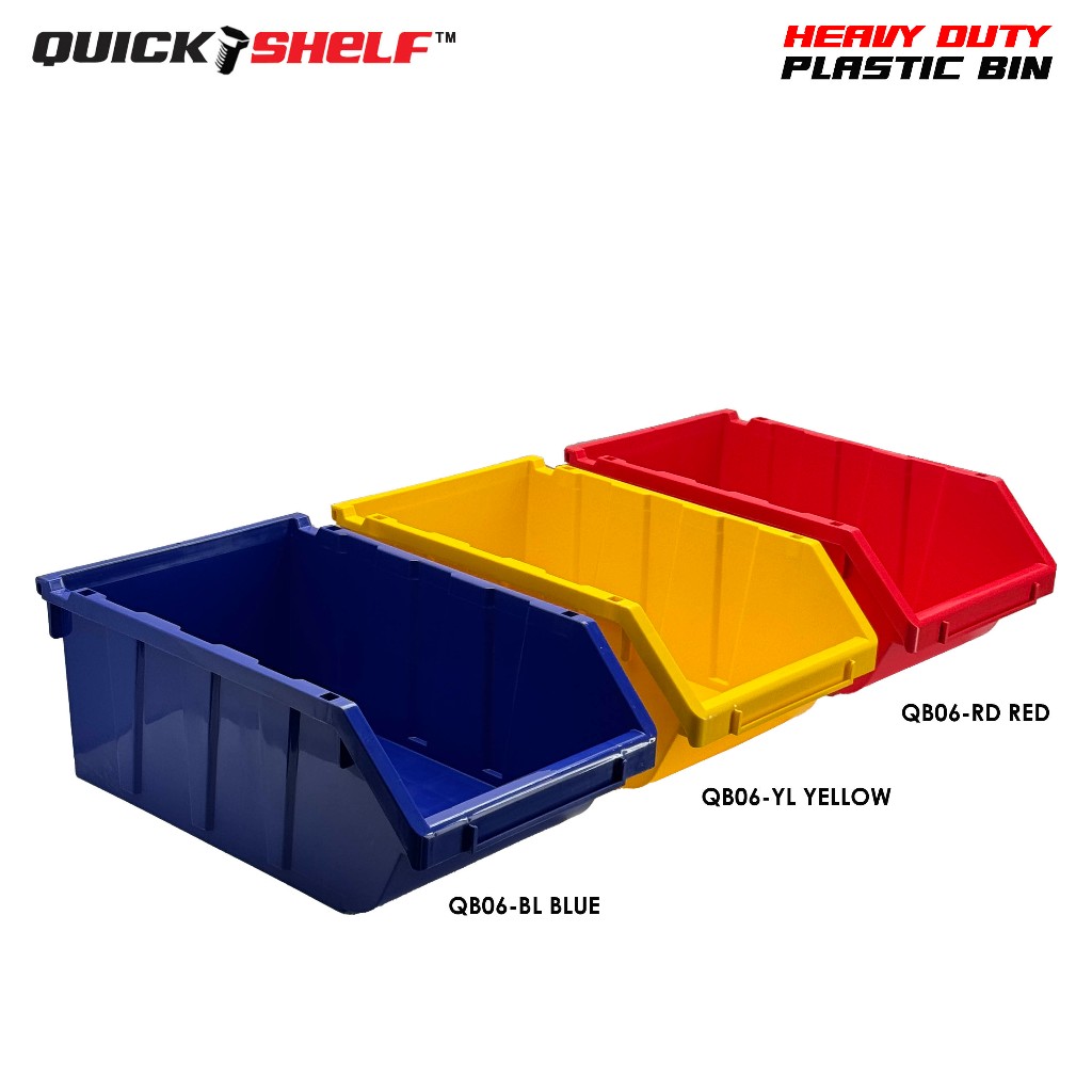 QUICKSHELF Plastic Bin Boxes Storage for Supplies & Tools BIG Sizes ...