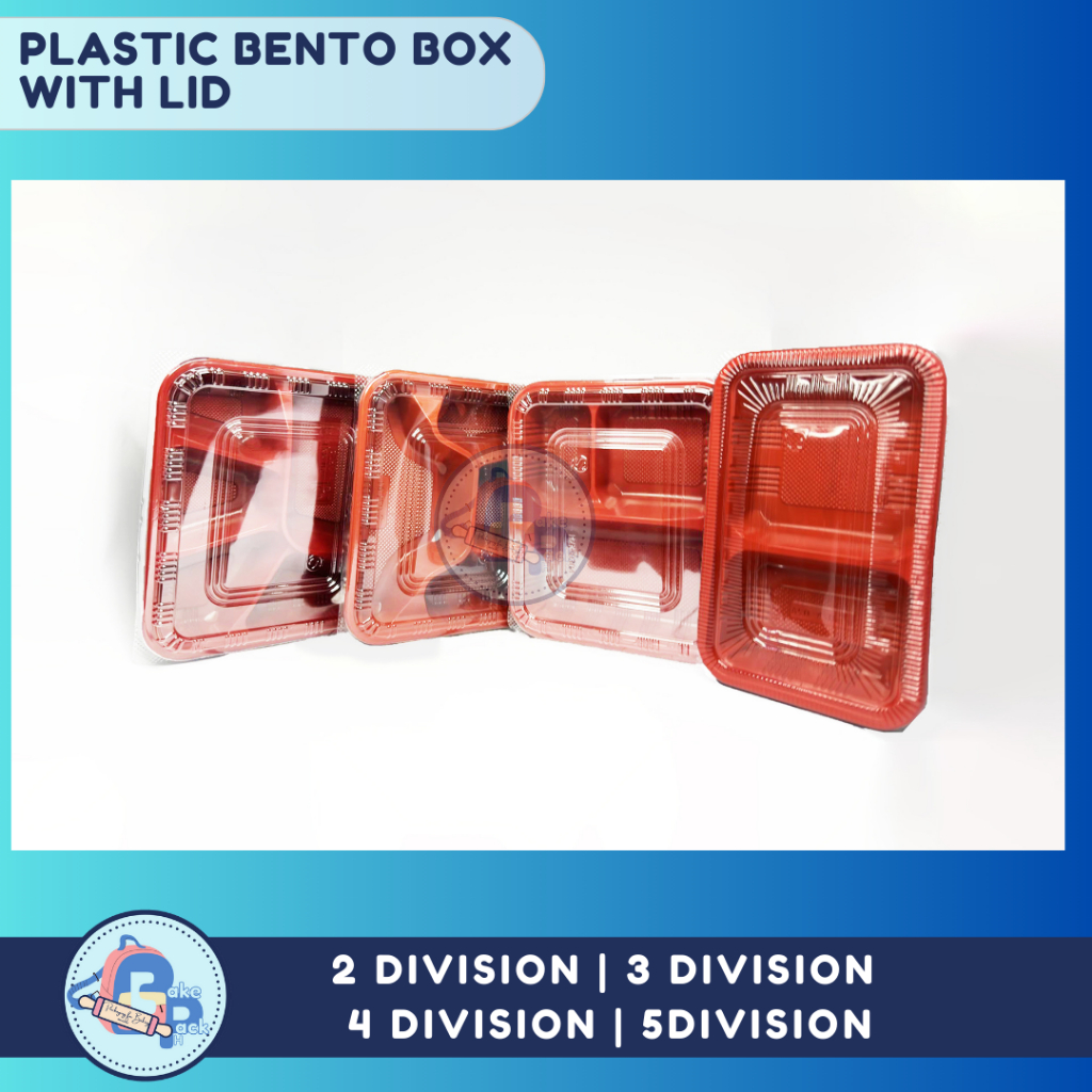 Plastic Bento Box with lid - 2D/3D/4D/5D ( 20's, 50's, 100's) | Shopee ...