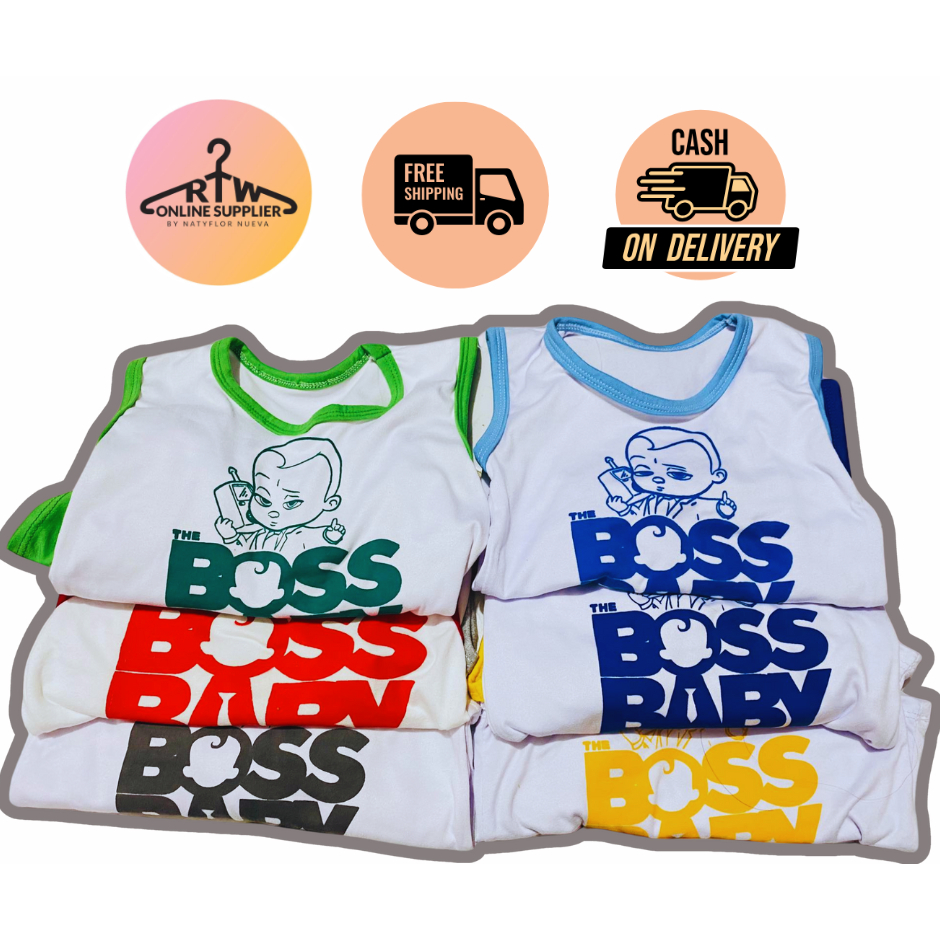 RTW JMF 2-4 y/o Kids Terno Boss Baby Pambahay Cotton Spandex Damit for ...