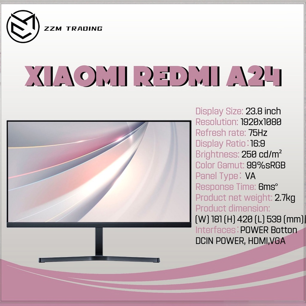 Xiaomi Redmi RMMNT238NF Desktop VA Monitor 23.8" 1920x1080 99%sRGB 75hz ...