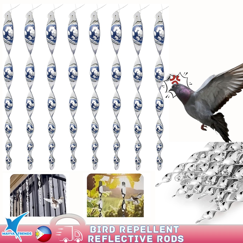 Bird Repellent Reflective Scare Rods Ornamental Spinner Deterrent ...