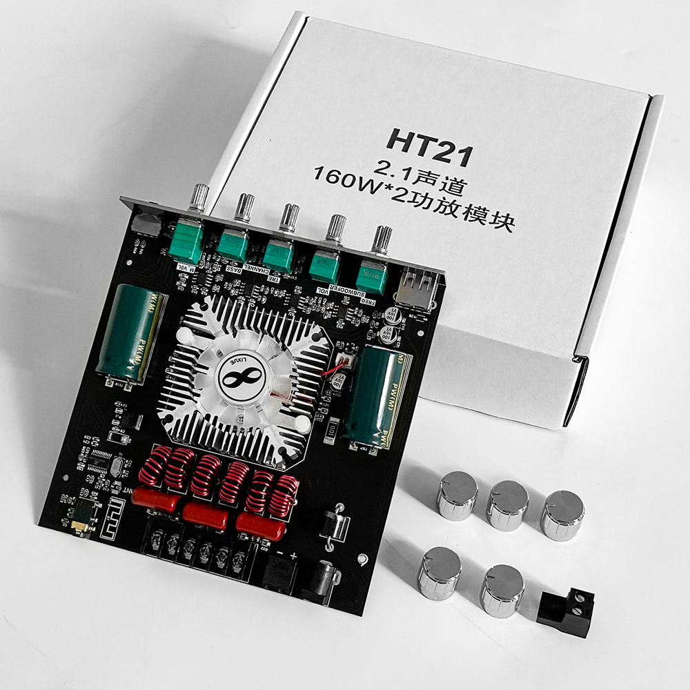 ZK-HT21 Amplifier 2.1 Channel bluetooth Digital Power Module High and Low Tone Subwoofer 160W*2 ...