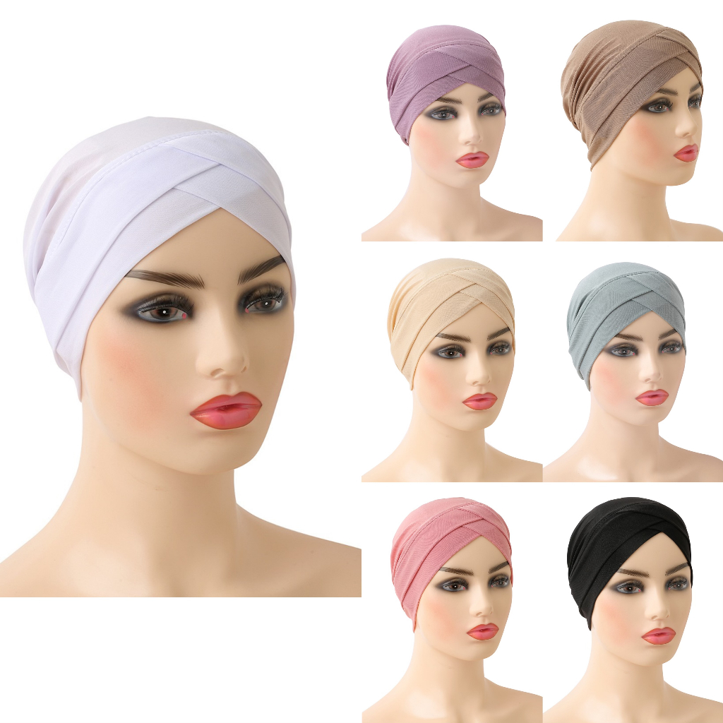 H117 High Quality Criss Cross Muslim Hijab Inner Hat Underscarf Pull On ...