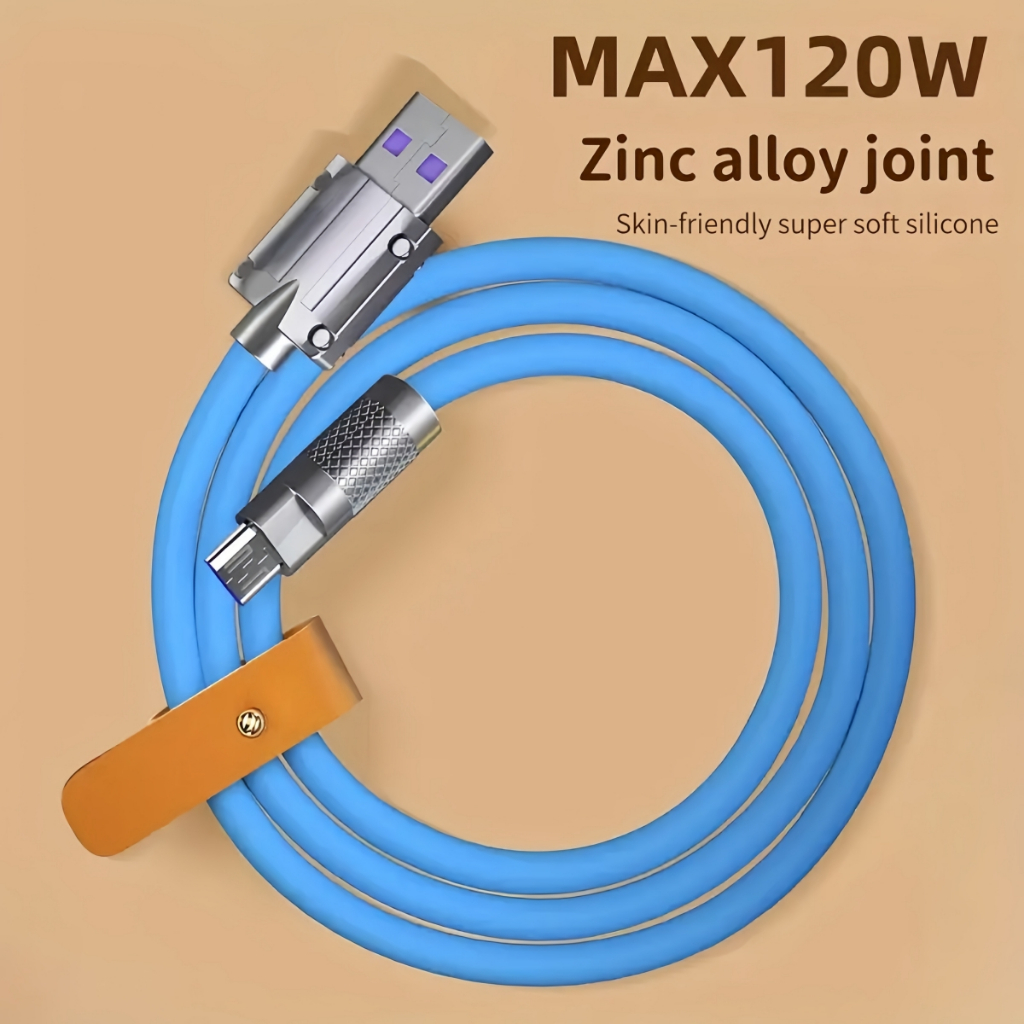 120W Quick Charger 3.0 Liquid Silicone Metal ios Micro usb cable type c ...