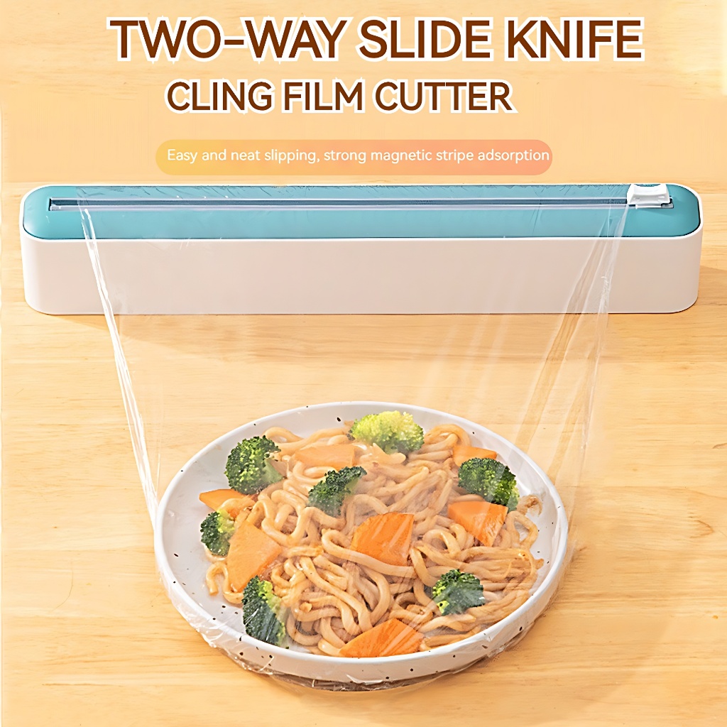 Saran Wrap Dispenser with Slide Cutter Magnetic Refillable Wrap ...