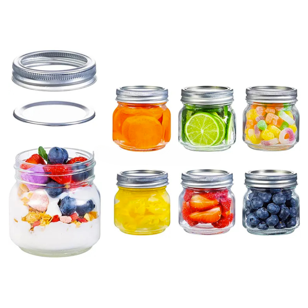 Glass Mason Jar Canning Food Storage Jar with metal lid 100ml/ 250ml ...