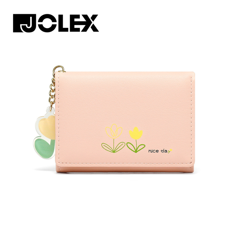 JOLEX Tulip Simple Cute Wallet Student Folding Pu Wallet Three-Fold ...