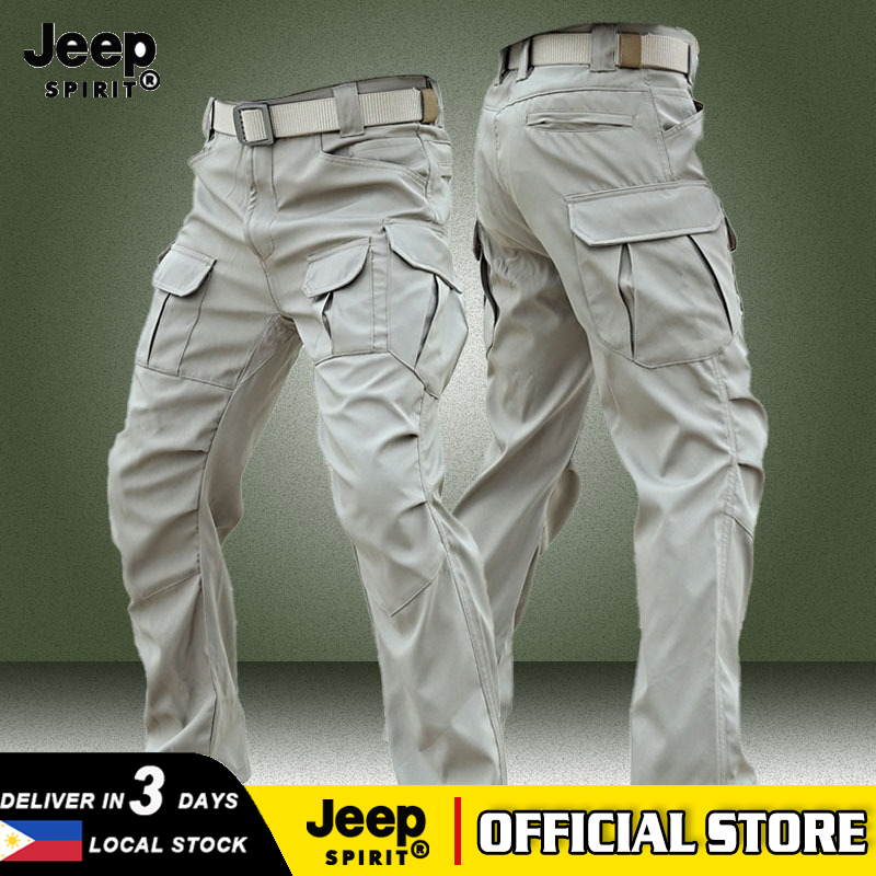 JEEP SPIRIT Stretchable Tactical Pants Outdoor Cargo Pants Loose Wear ...