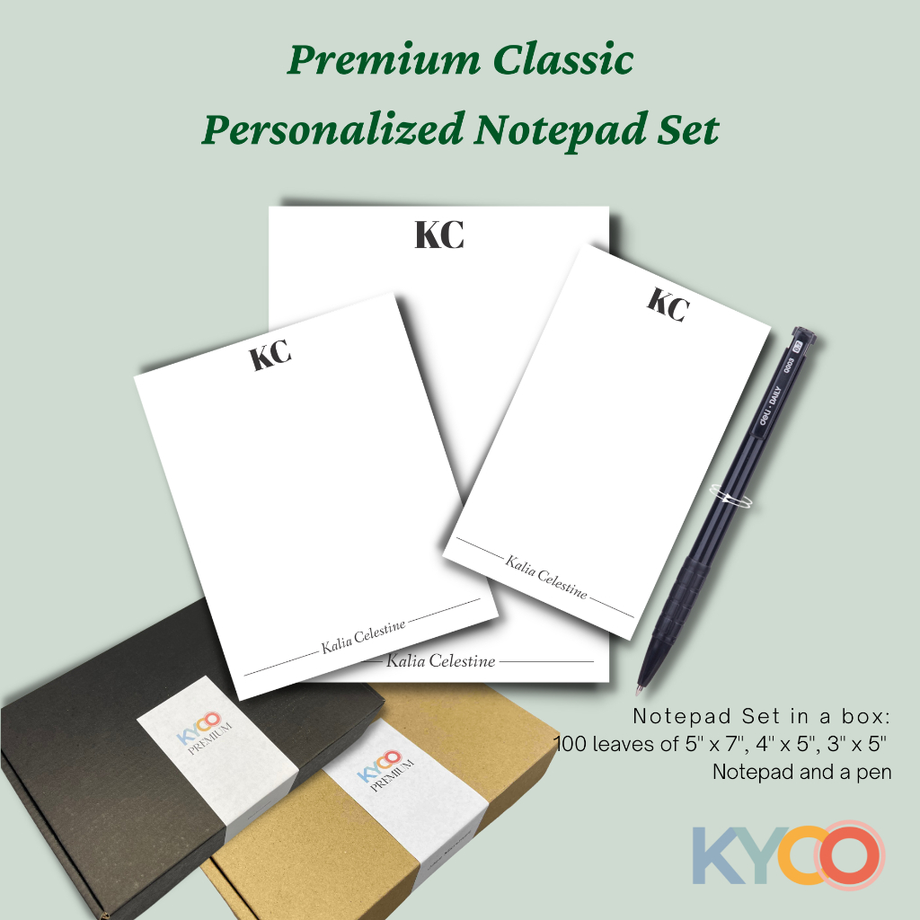 KYCO Premium Classic Personalized Notepad Set | Shopee Philippines
