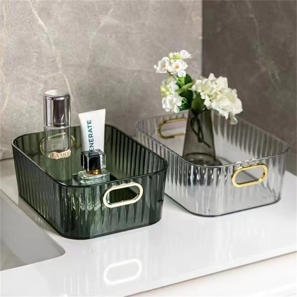 Light Luxury Storage Box Transparent Storage Basket Desktop Snack ...