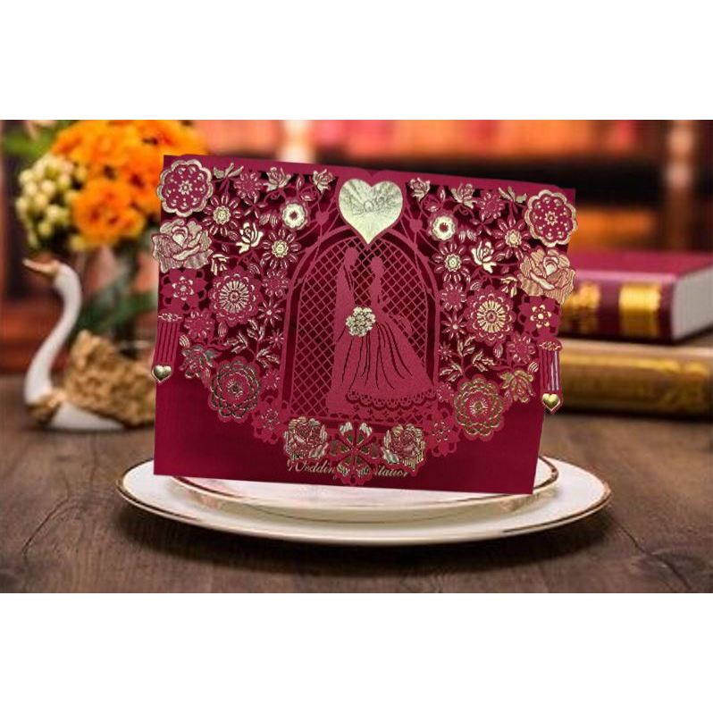 20/50/100 pcs Romantic Castle Laser Cut Wedding Invitation with FREE ...