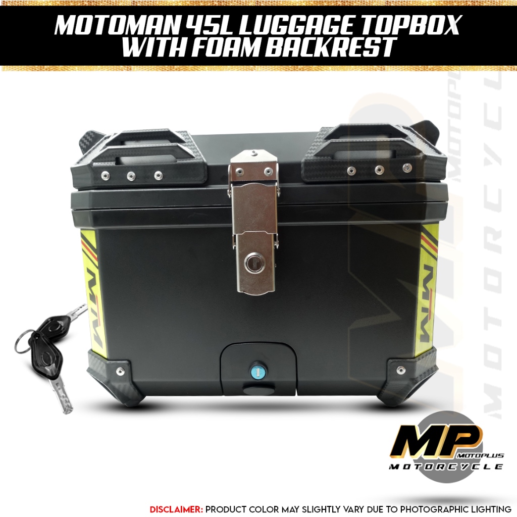 MOTOMAN 45L LUGGAGE TOP BOX WITH FOAM BACK REST | Shopee Philippines