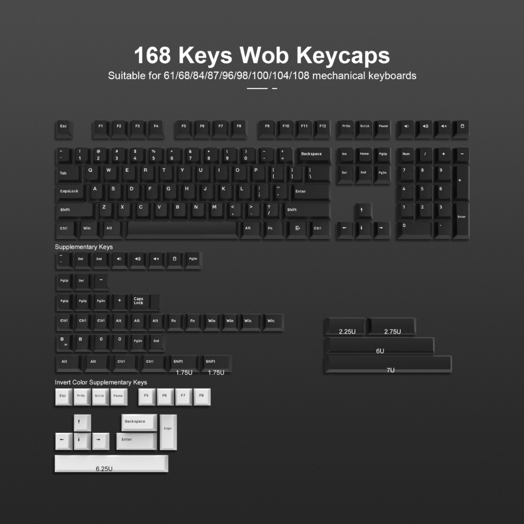 MD x Womier | Keycaps | 168 Keys BOW WOB PBT Double-shot Cherry Profile ...