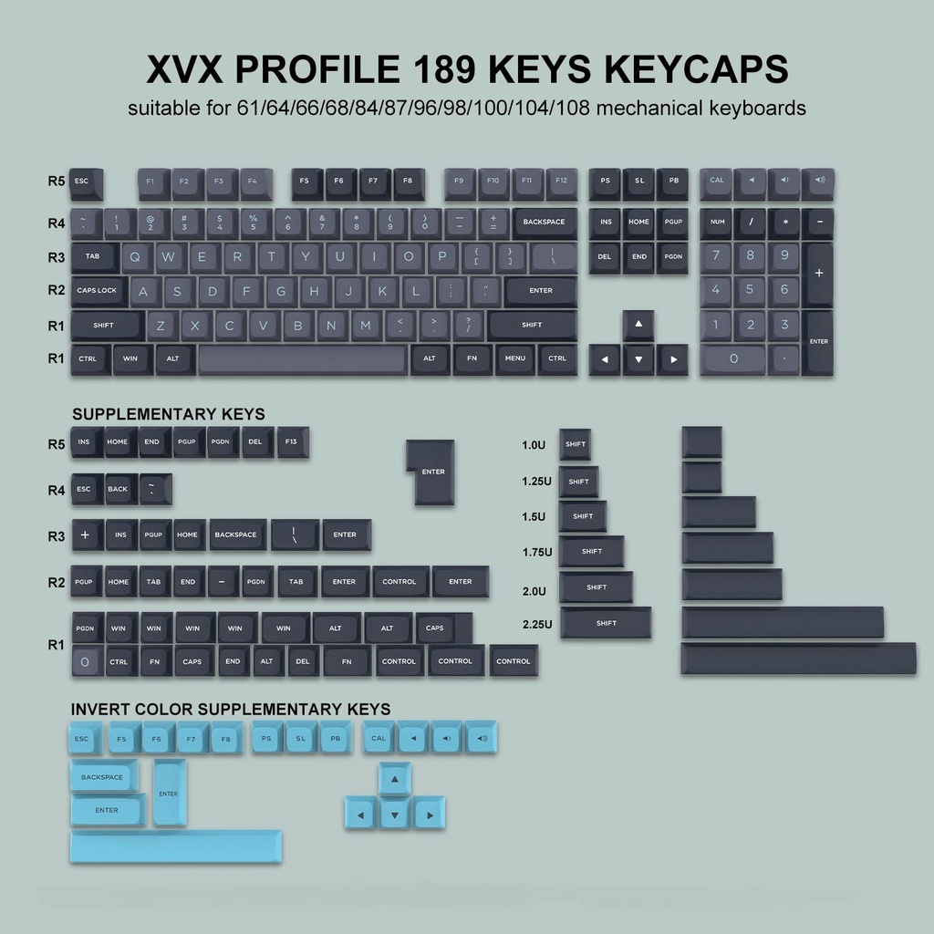MD x Womier | Keycaps | 189 Keys PBT Double-shot XVX Profile Keycaps ...