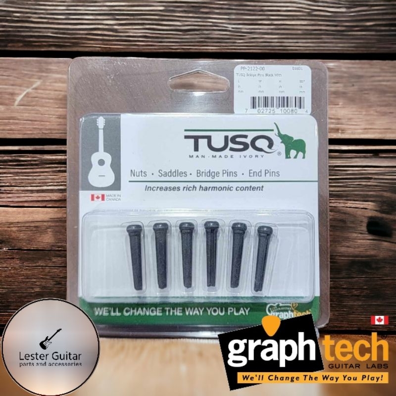 GRAPHTECH TUSQ Bridge Pins Martin Style 2MM Black / White Dot (6 PCS ...