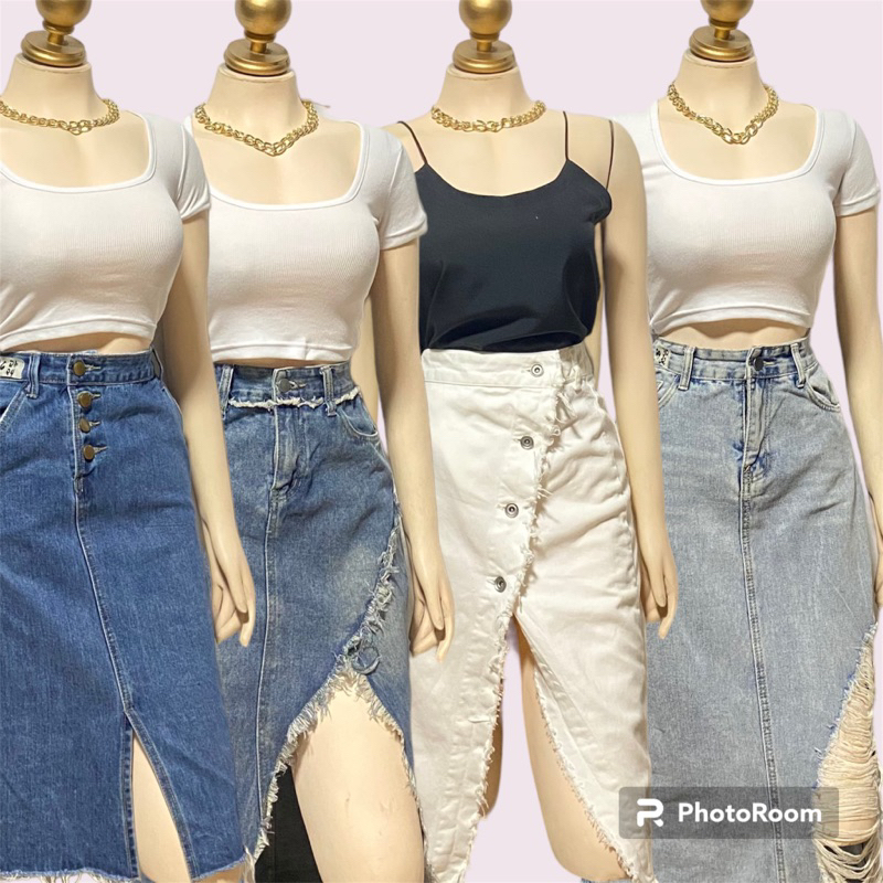 WOMEN DENIM SKIRTS MAXI SKIRTS TRENDY SKIRTS MAONG NA PALDA | Shopee ...