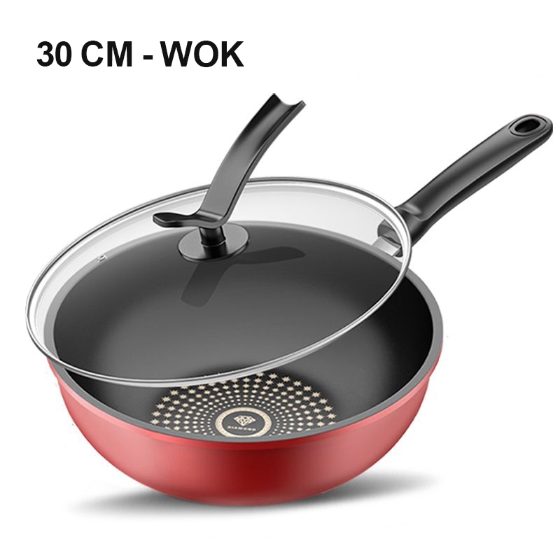 24/26/28/30/32cm Non-stick Diamond Frying Pan Kitchen Iron Frying Pan ...
